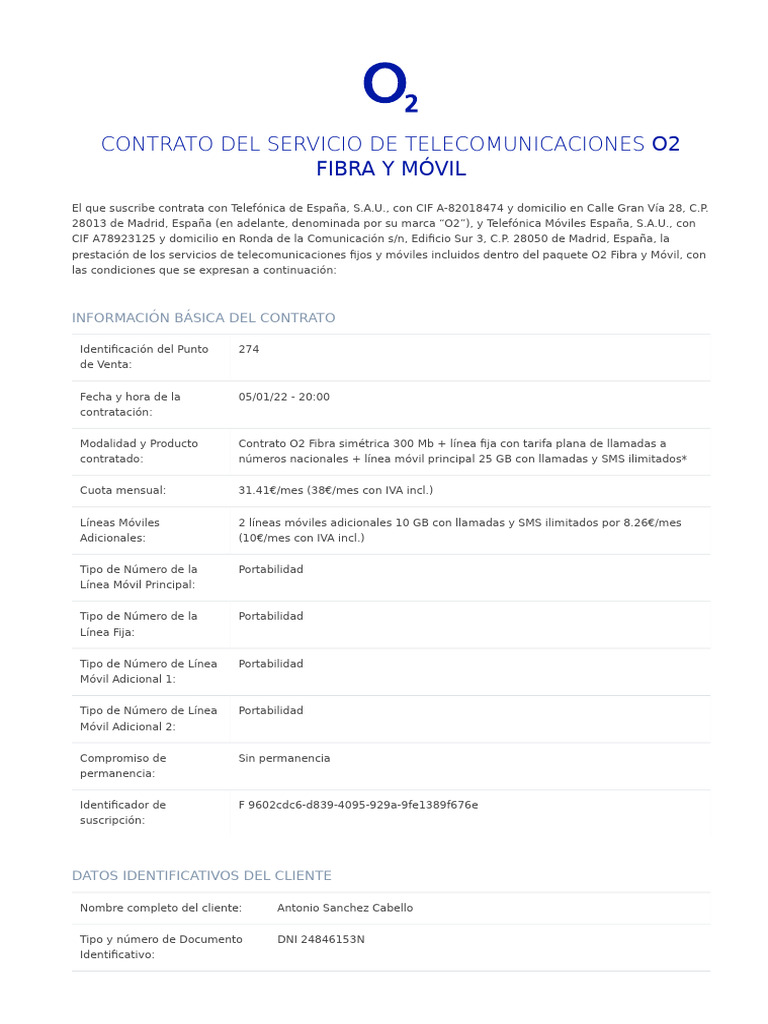 Contrato O2 | PDF