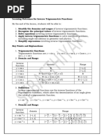 Inverse Trigonometric Functions - Formula Sheet - 12th Hacker - CBSE ...