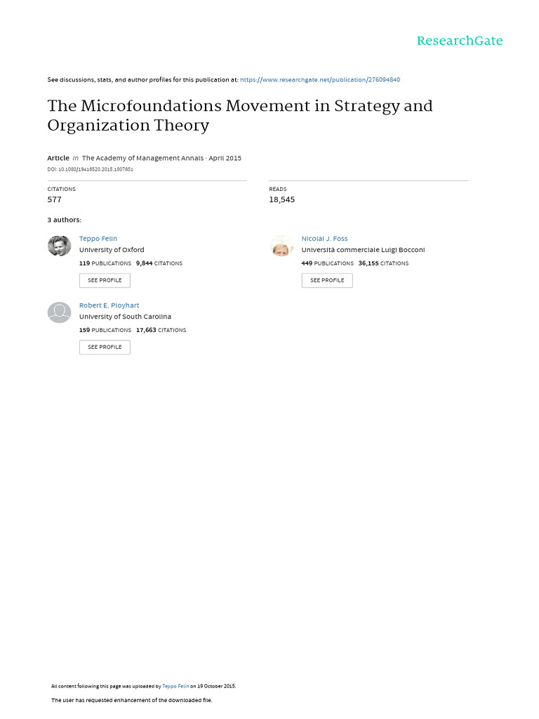 FelinFossPloyhartAnnals2015 - The Microfoundations Movement in Strategy ...