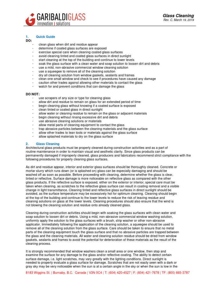 Glass Cleaning | PDF