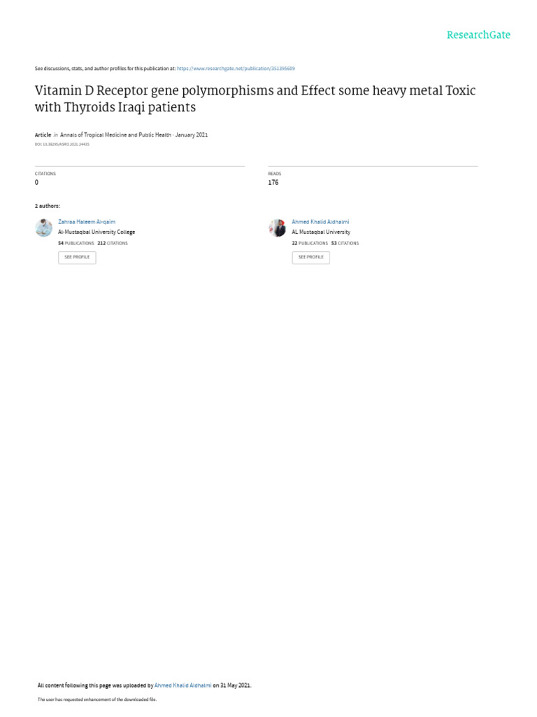 Vitamin D Receptor Gene Polymorphisms and Effect S | PDF