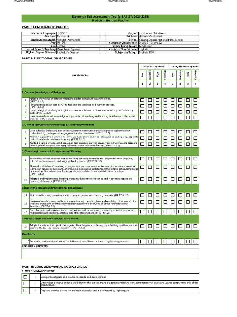 Esat Cherryl 2024-2025 | PDF | Learning | Goal