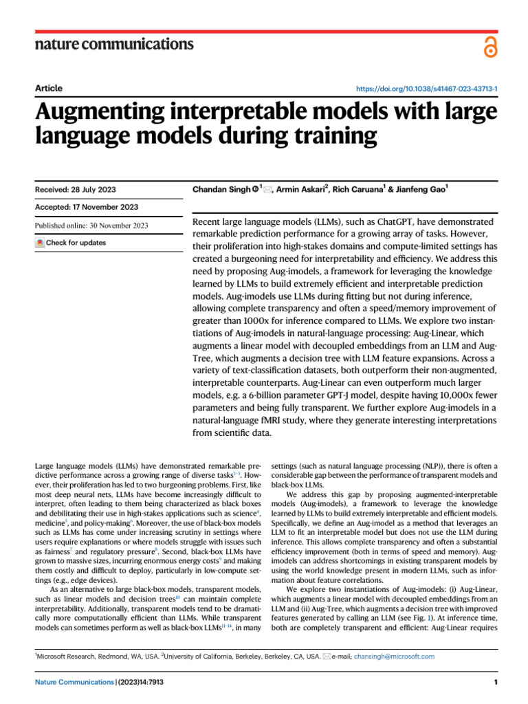 Augmenting Interpretable Models With Large Language Models During Training | PDF