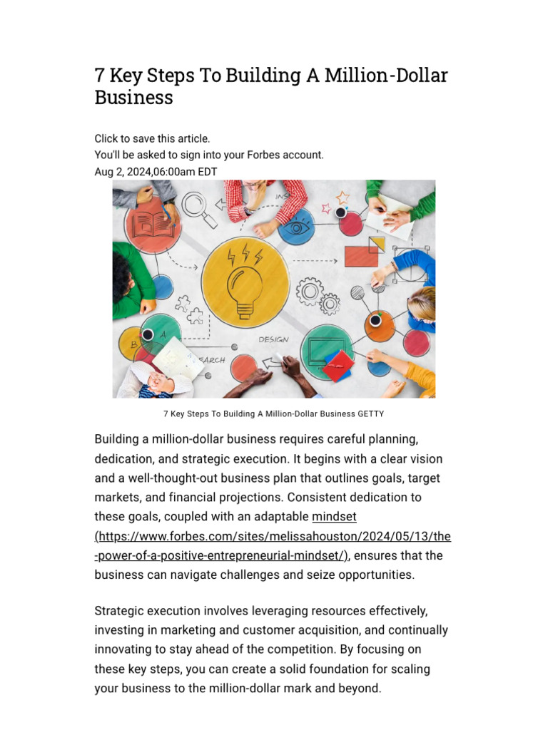 7 Key Steps To Building A Million-Dollar Business | PDF