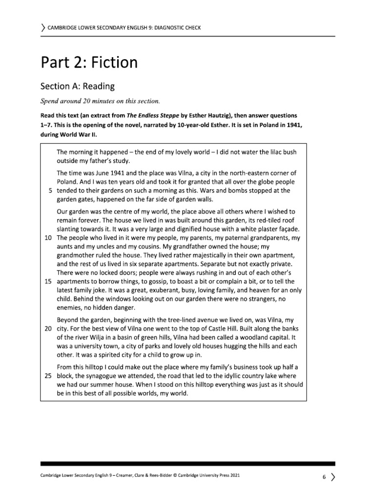 Worksheet - The Endless Steppe | PDF