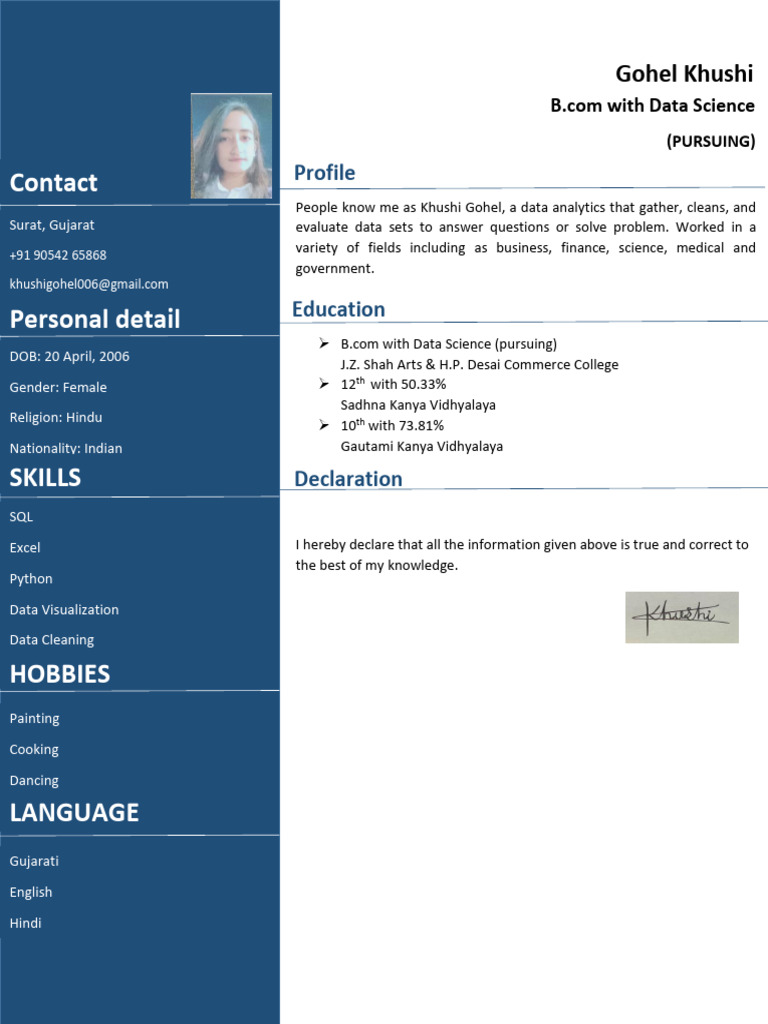 Gohel Khushi - Resume | PDF