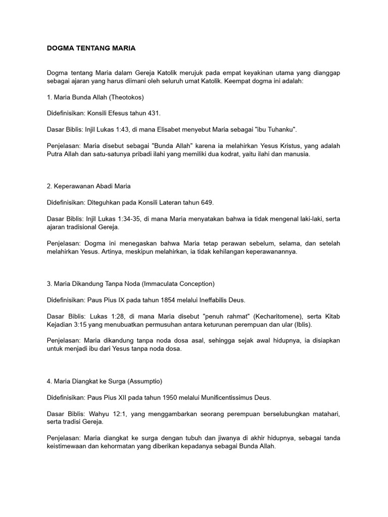 Dogma Tentang Maria | PDF