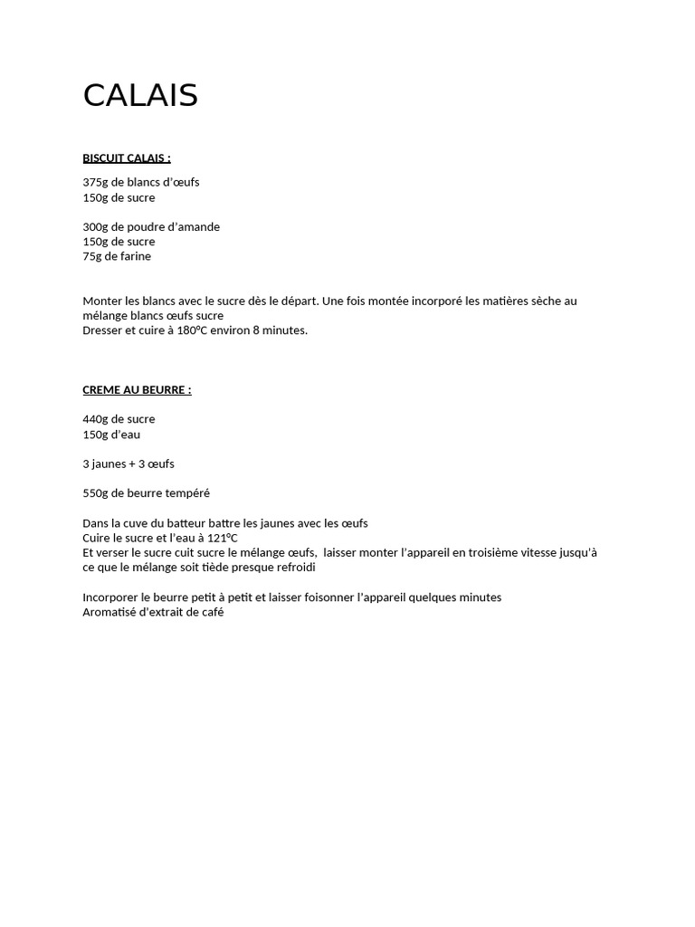 Recette Calais | PDF
