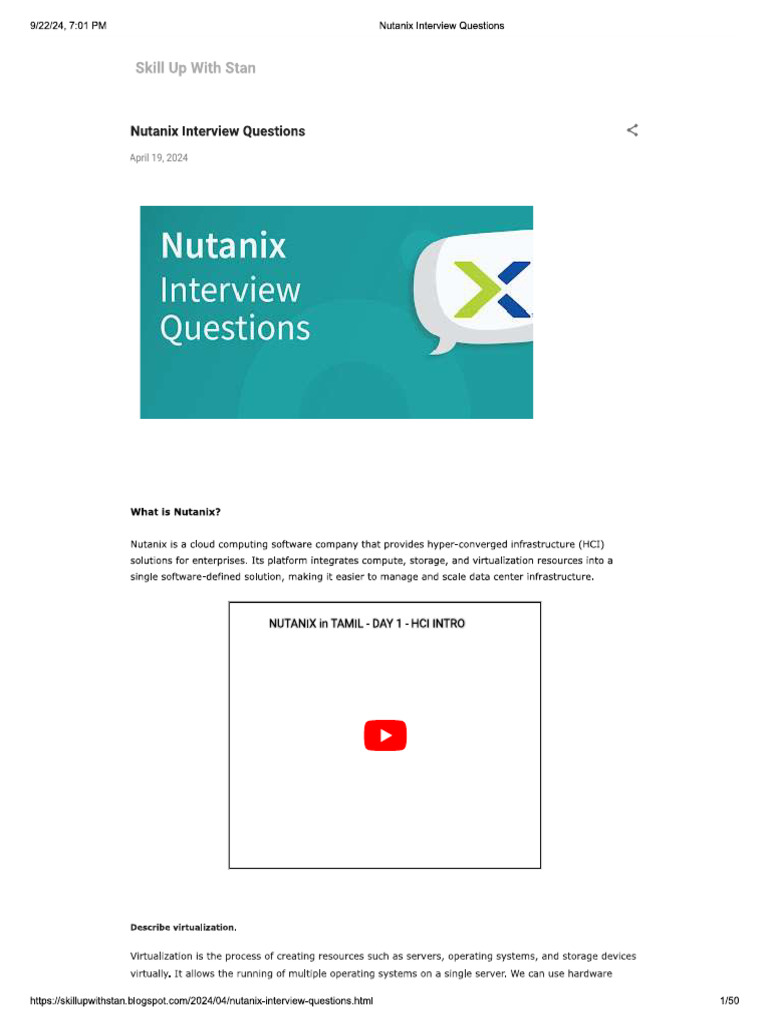 Nutanix - Interview Prep | PDF