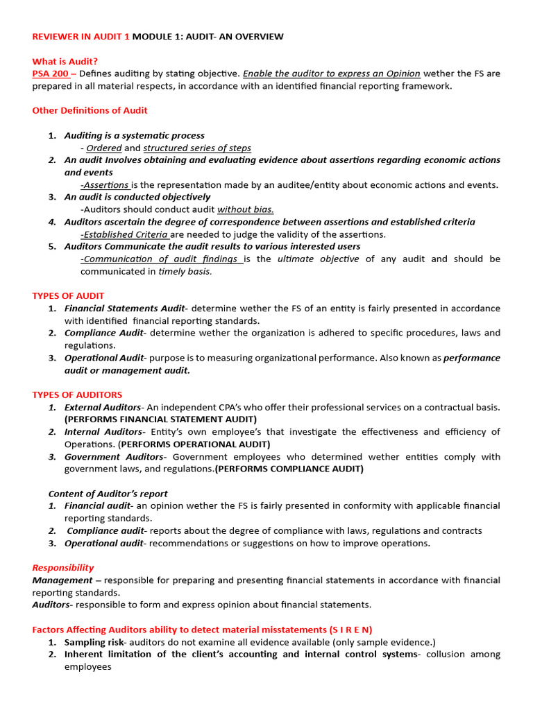 Reviewer in Audit 1 | PDF