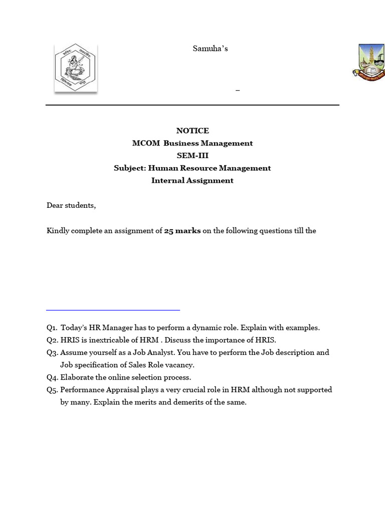 SEM 3 - BM Internal Assignment HRM - Deepik Arora | PDF