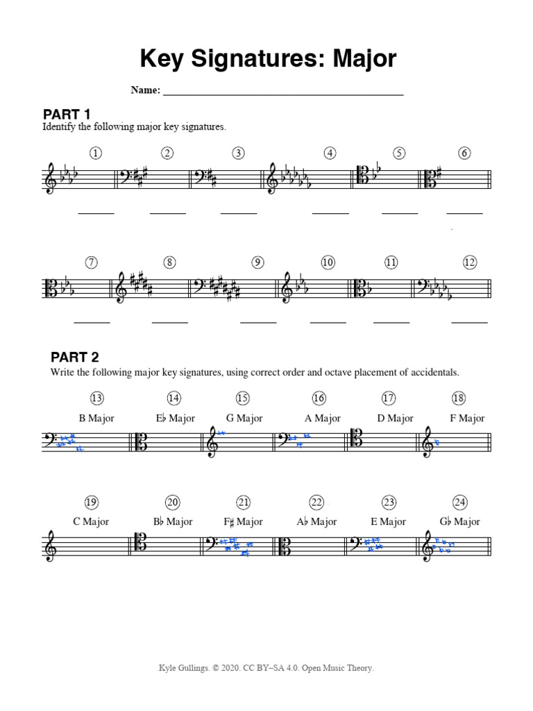 Key Signatures Major & WS 11 | PDF