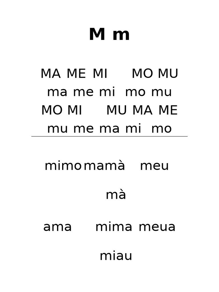 Mamemi Mo Mu Mamemimomu Mo Mi Mumame Mumemamimo Mimomamà Meu Mà Ama ...