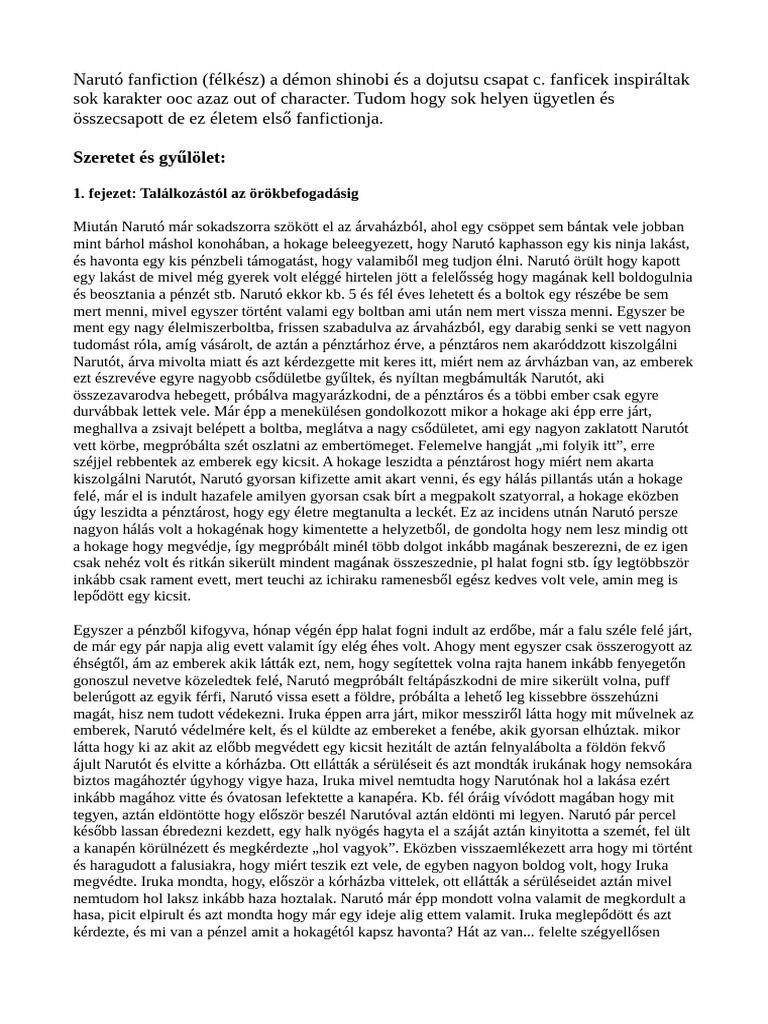 Szeretet És Gyűlölet Naru Fanfic | PDF