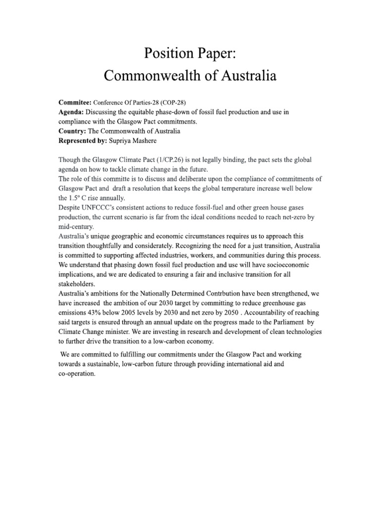 Position Paper of Australia | PDF