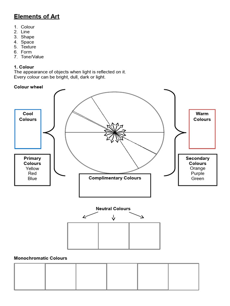 Elements of Art Worksheet PDF Free | PDF
