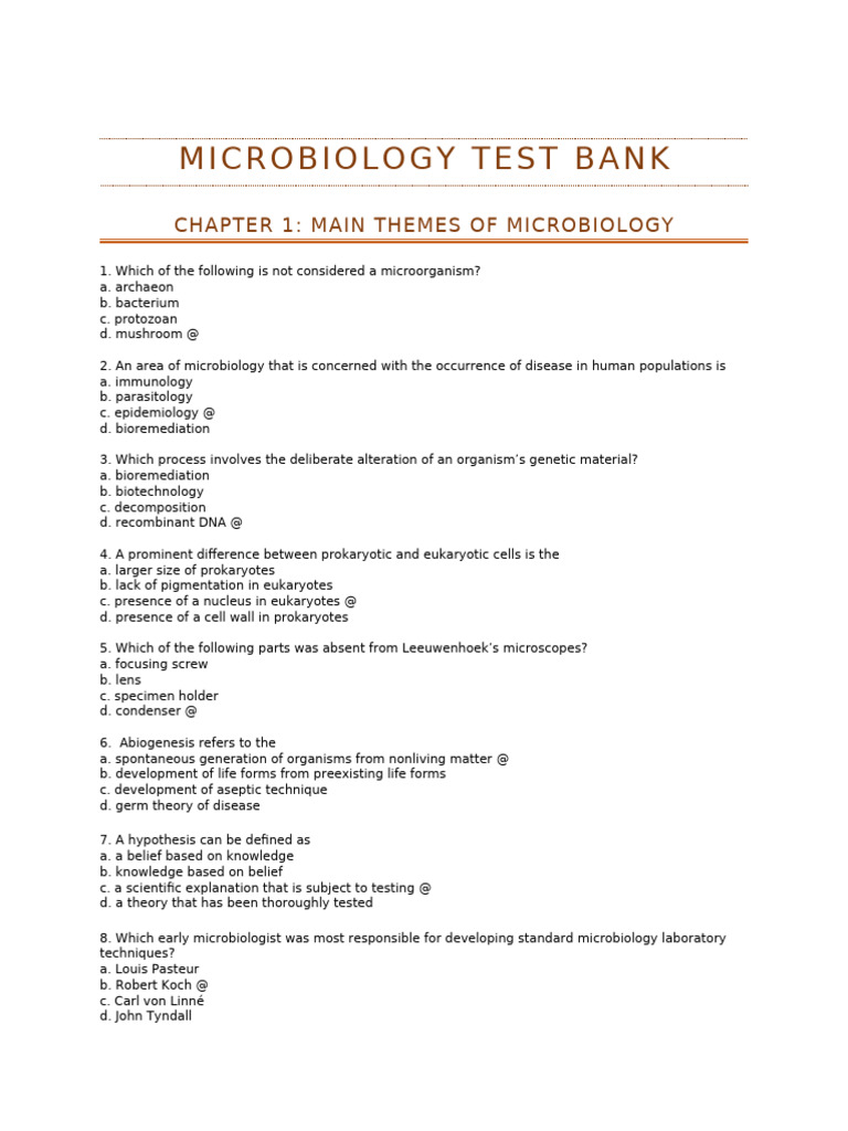 Microbiology Test Bank | PDF