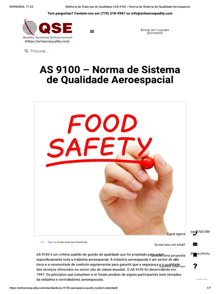 As9100 Sistema de Qualidade Aeroespacial | PDF