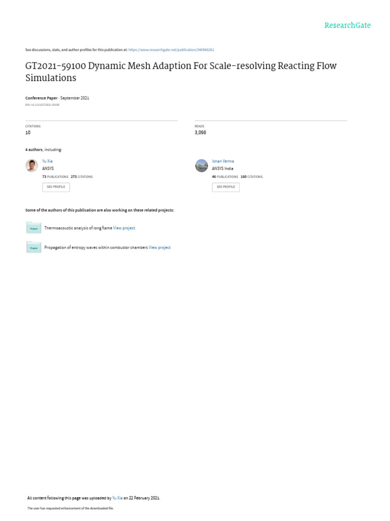 2021 - Yu Xia - Dynamic Mesh Adaption For Scale-Resolving | PDF