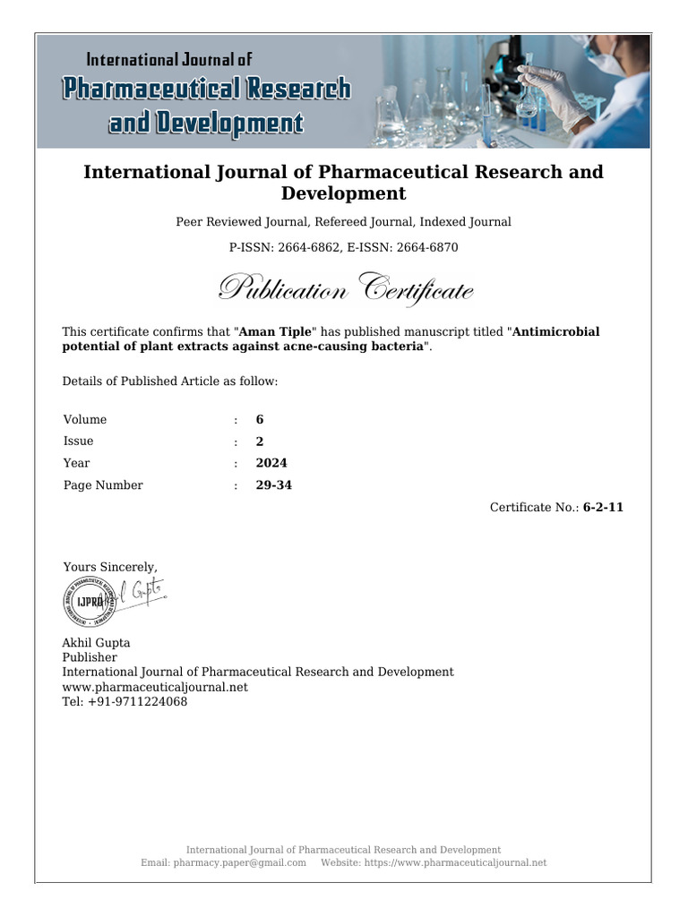 International Journal of Pharmaceutical Research and Development | PDF