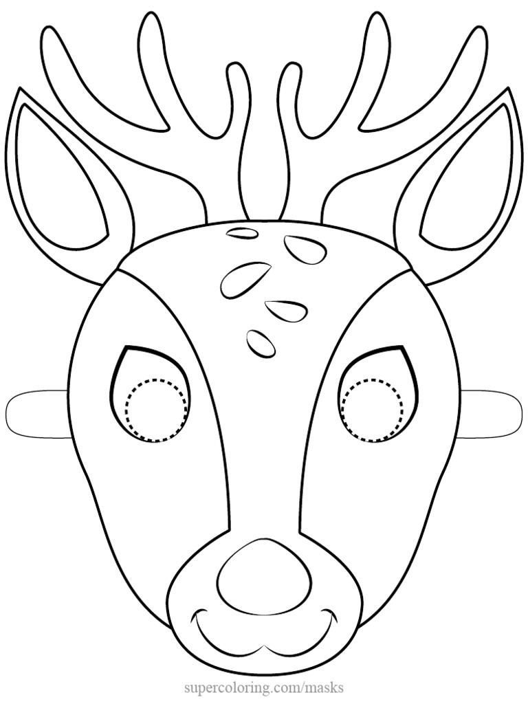 Deer Mask Outline Coloring Page | PDF