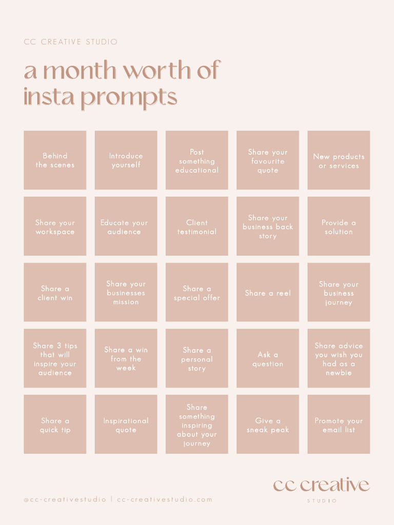 CC Creative - A Month Worth of Insta Prompts | PDF
