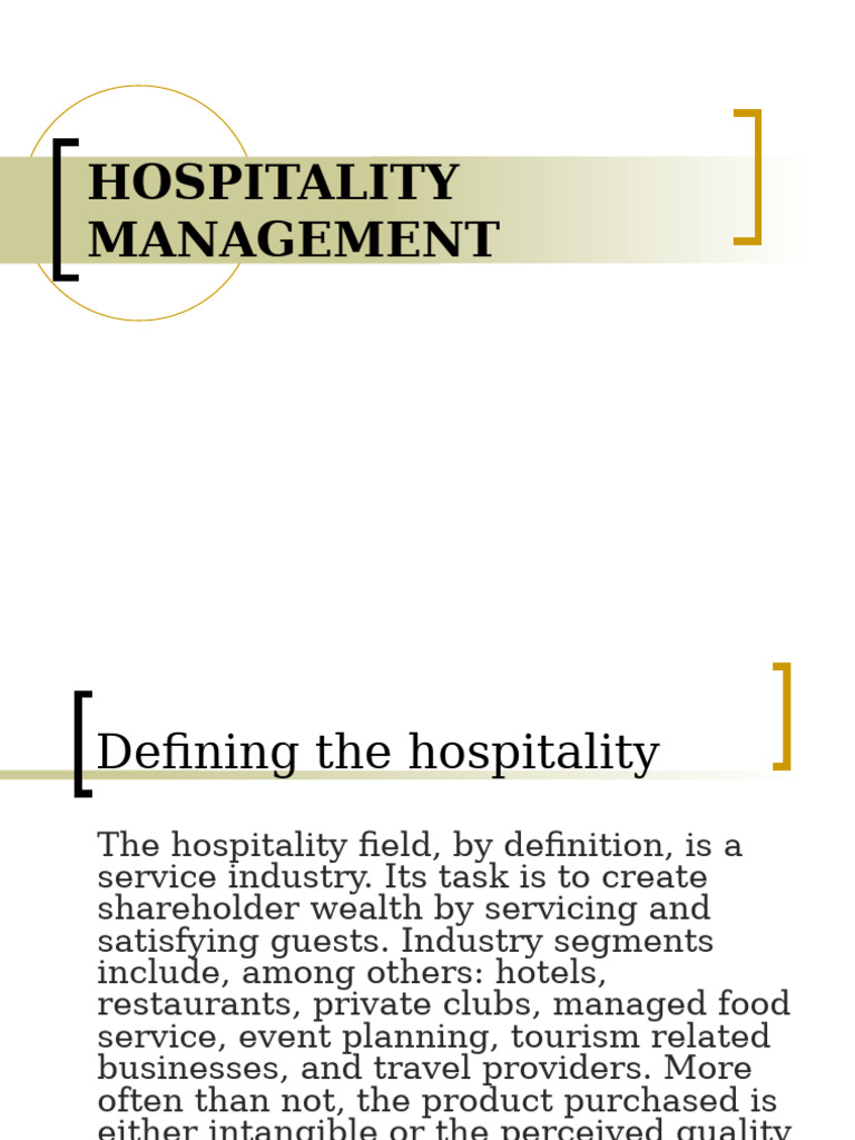 Hospitality Management | PDF