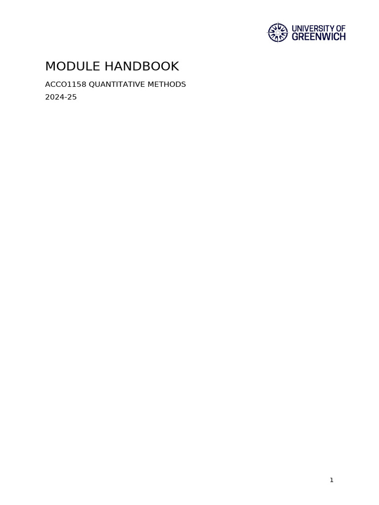 Module Handbook 2024-25 ACCO1158 | PDF