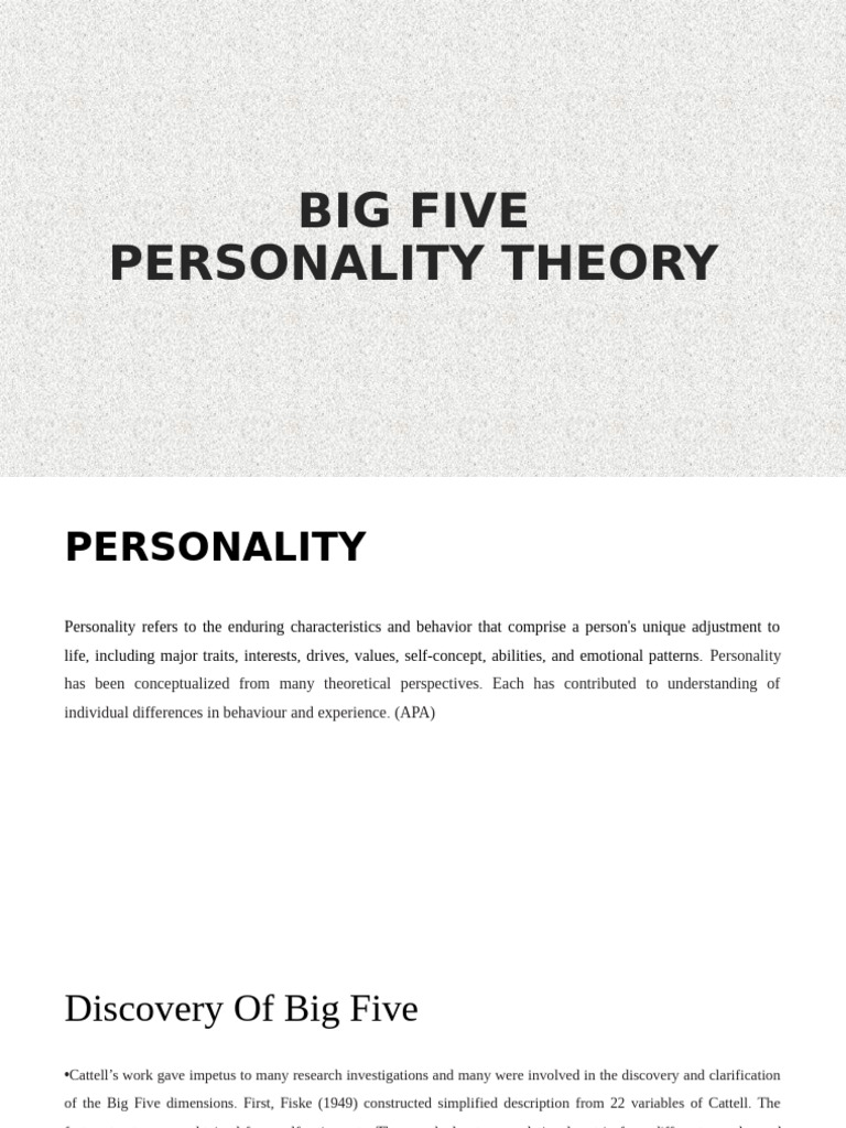 Big Five Personality Theory | PDF | Extraversion And Introversion | Behavioural Sciences