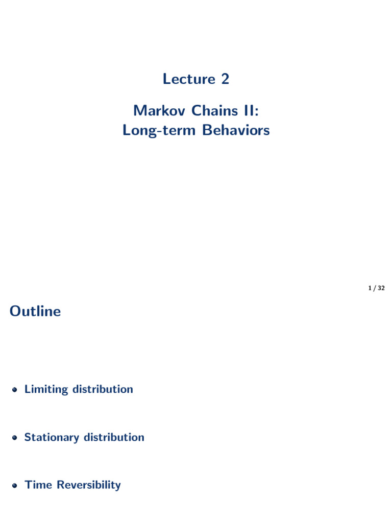 Lec2 Markov Chains (II) | PDF