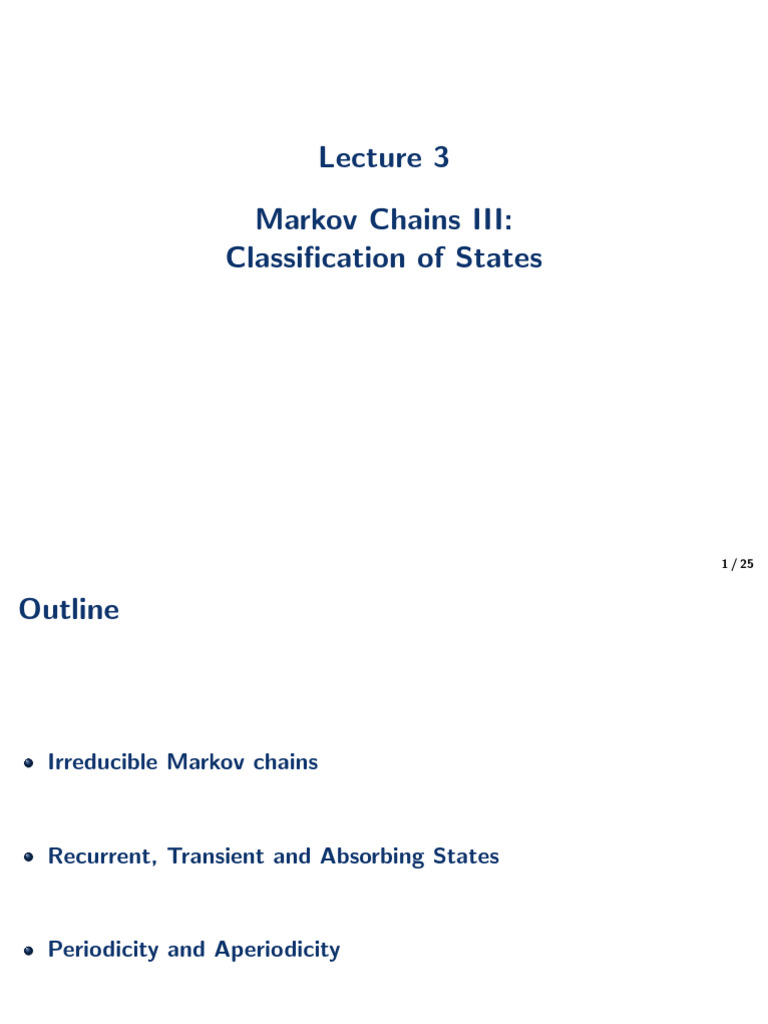 Lec3 Markov Chains (III) | PDF