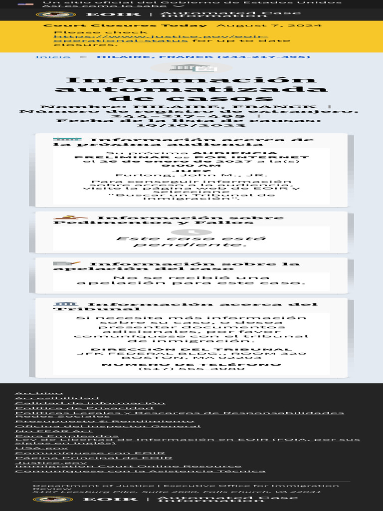 Httpsacis Eoir Justice Govescaseinformation | PDF