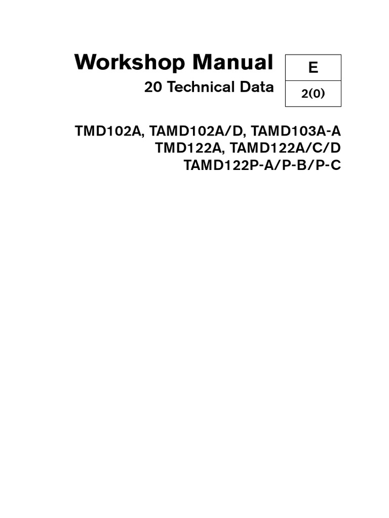 Workshop Manual: 20 Technical Data E | PDF