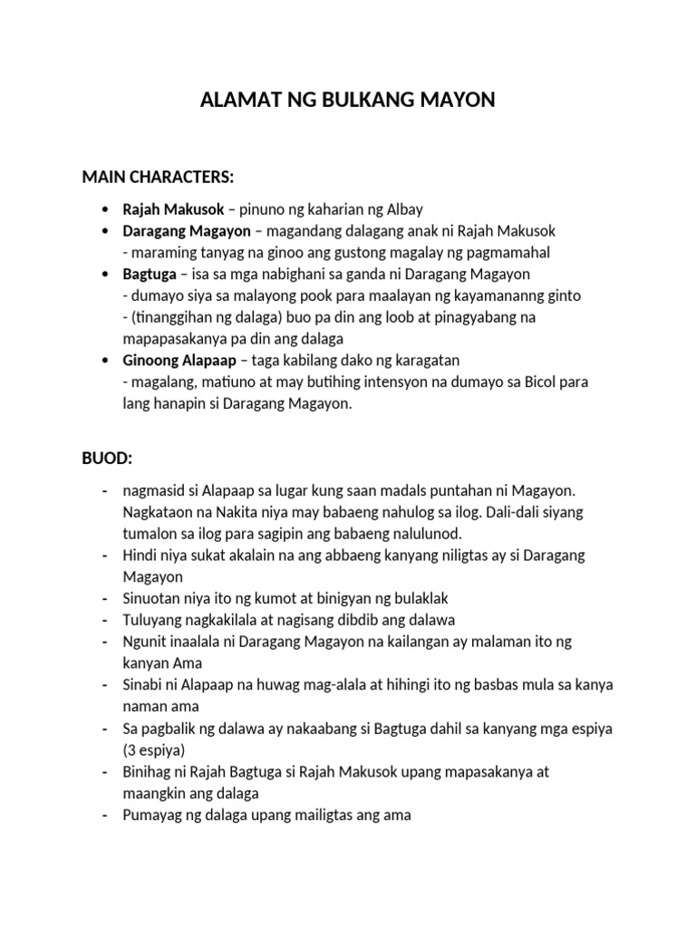 Alamat NG Bulkang Mayon Saint J | PDF