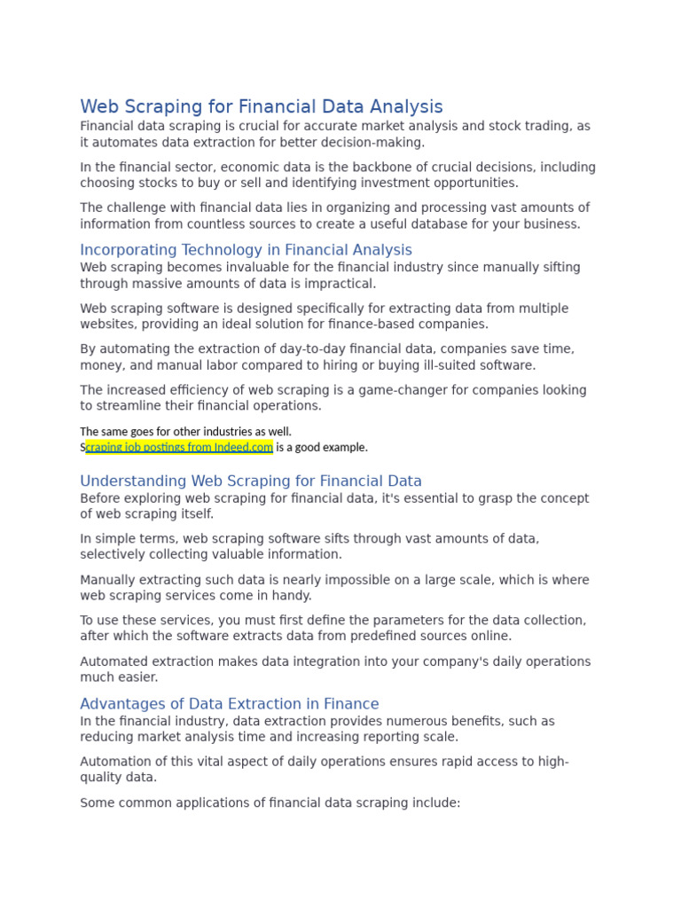 Financial Data Scraping Final | PDF