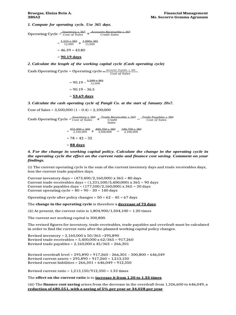 EA#5 - Cash Flow and Working Capital Management - Bruegas | PDF