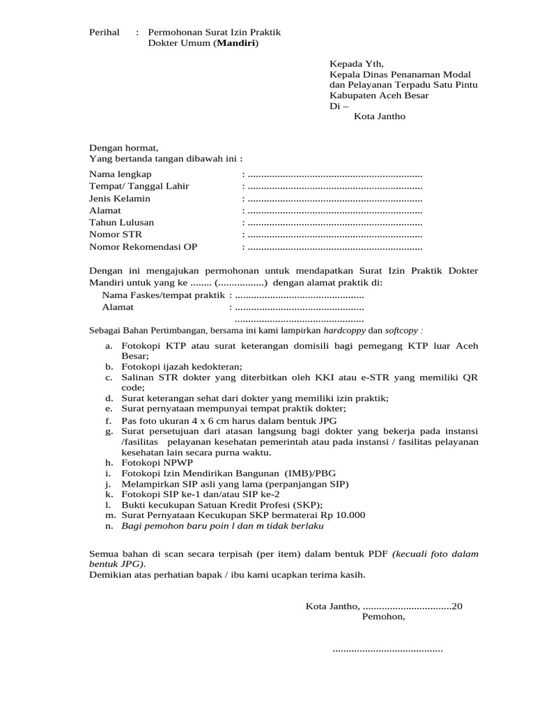 SIP Dokter Umum 2024 MANDIRI | PDF