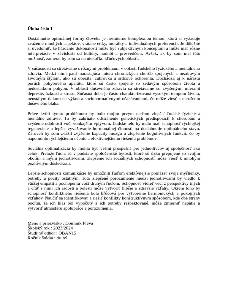 Pleva Dominik - Úloha č.1 | PDF