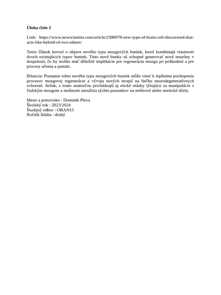 Pleva Dominik - Úloha č.2 | PDF