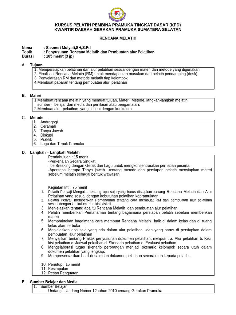 Ok RM Sasmeri Peyusunan RM Dan Alur Pelatih | PDF