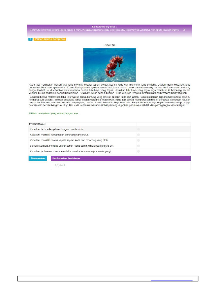 Contoh Soal AKMI Kelas 5 Teks Informasi | PDF