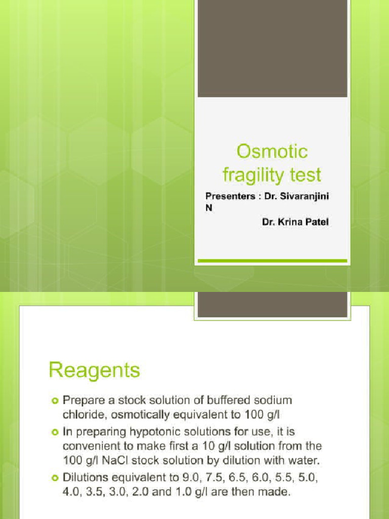 Osmotic Fragility Test | PDF