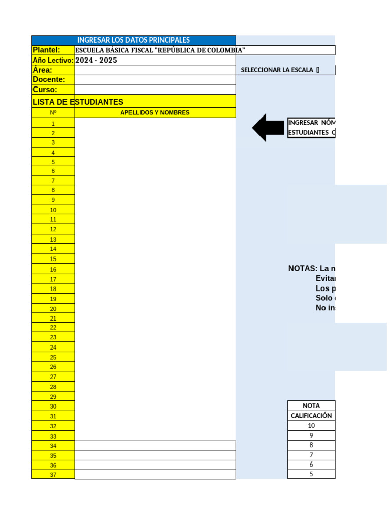 Cuadro de Notas 2024 - 2025 | PDF