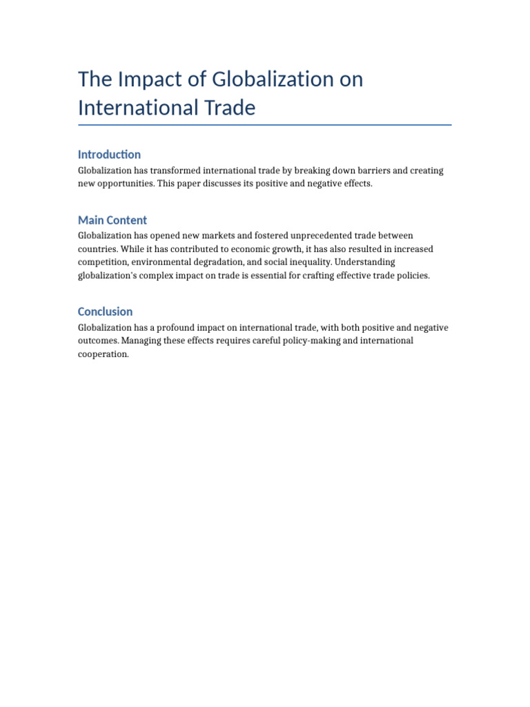Impact of Globalization On International Trade | PDF