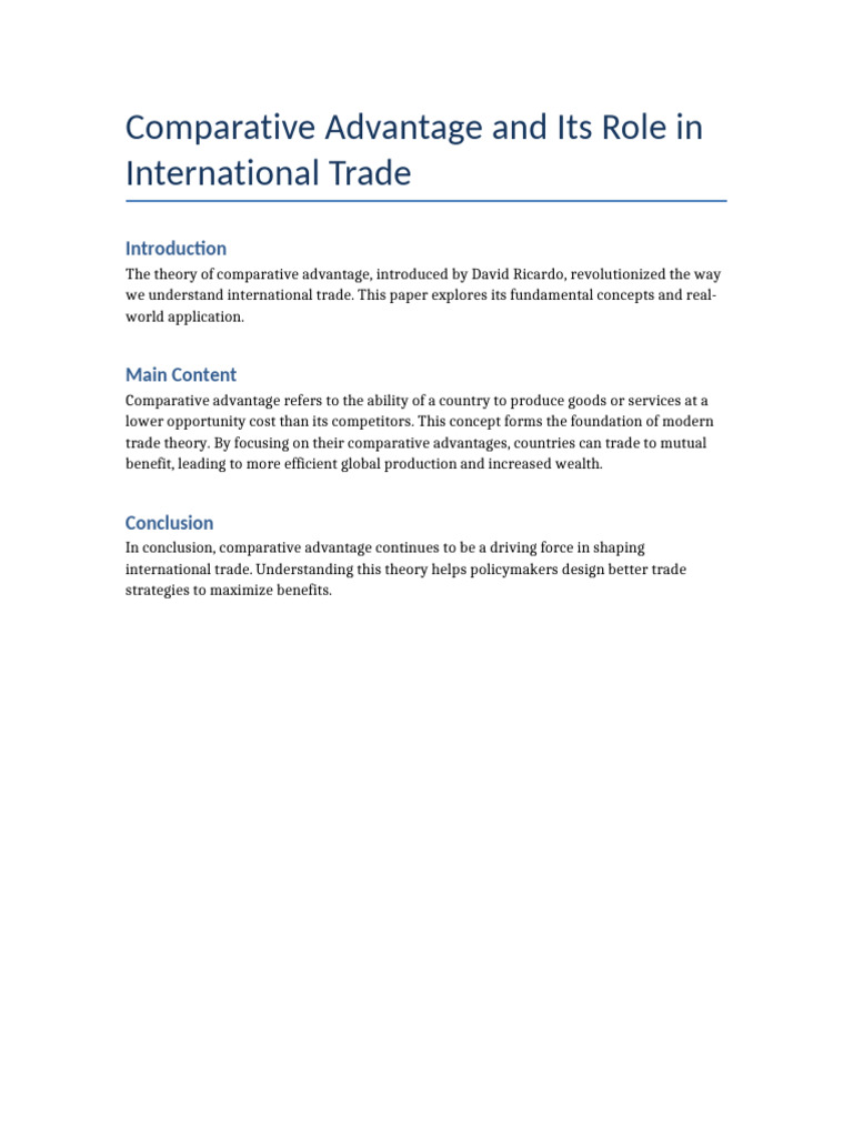 Comparative Advantage International Trade | PDF