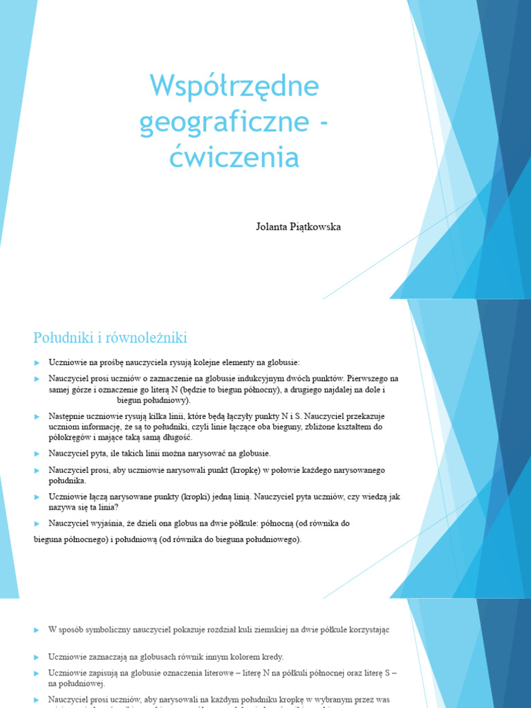 Wspórzdne Geograficzne - Wiczenia | PDF
