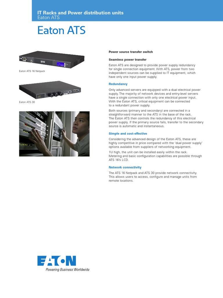 Eaton ATS 16 and ATS 30 - Datasheet | PDF