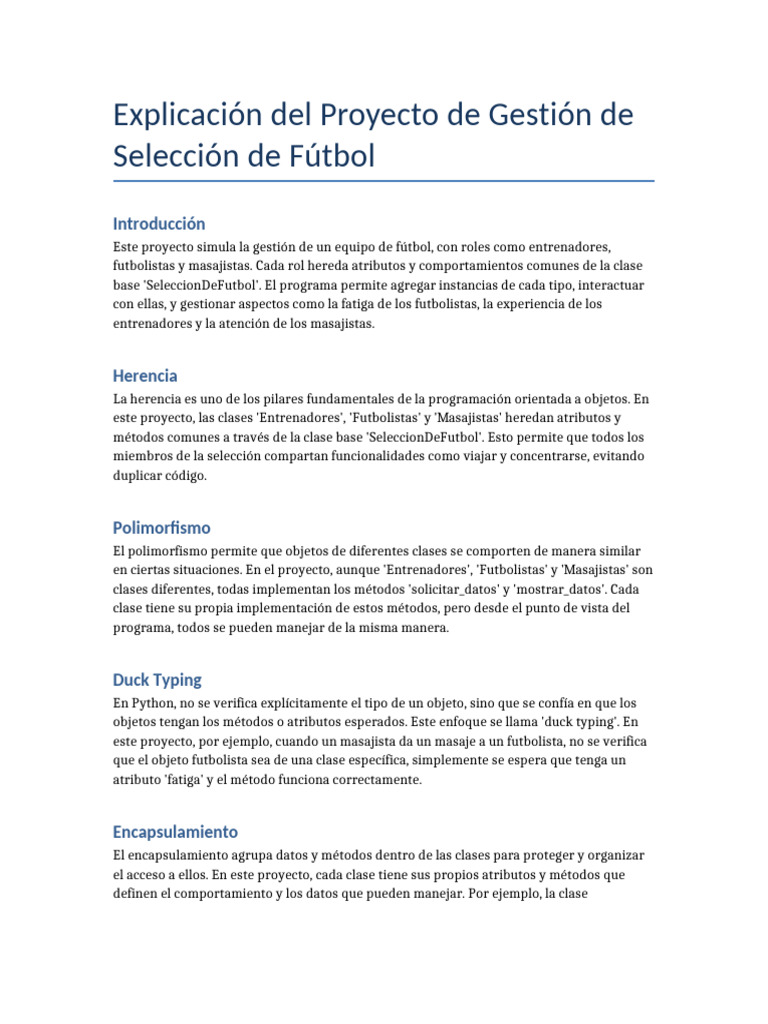 Explicacion Proyecto Seleccion Futbol | PDF