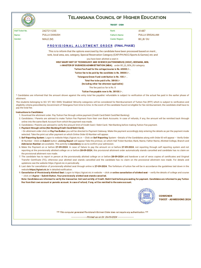Allotment Order | PDF
