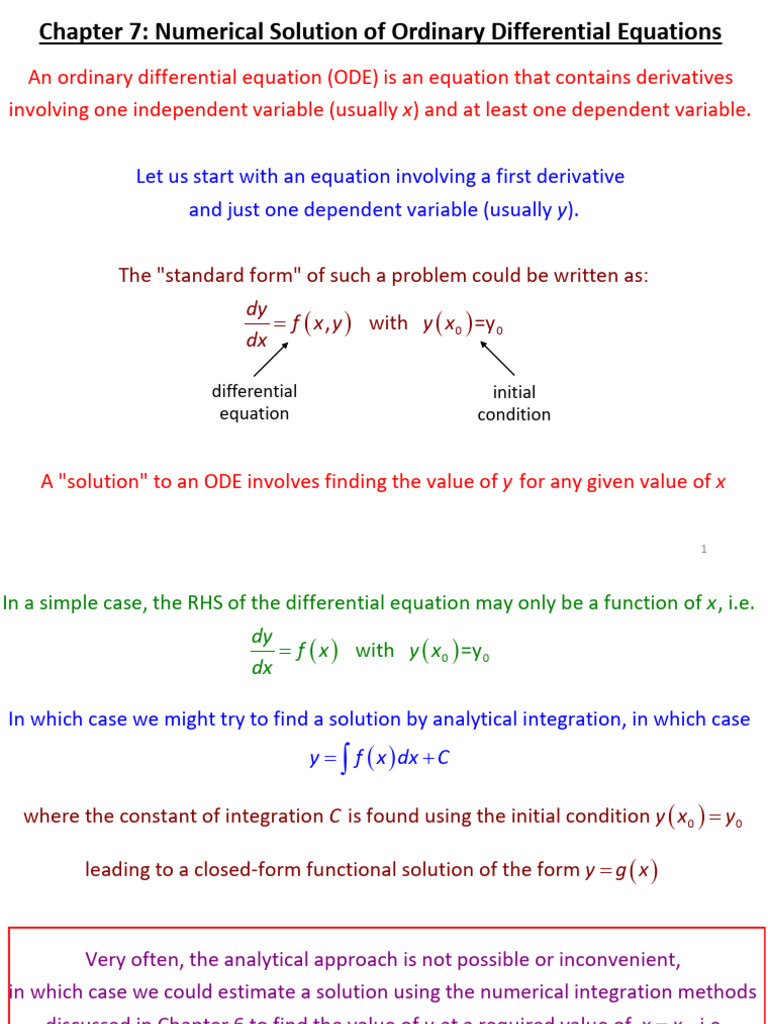 07 Numerical Solution ODEs | PDF